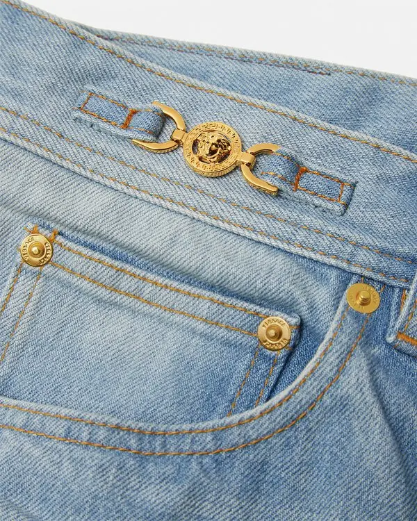 Versace Logo-patch Cropped Jeans