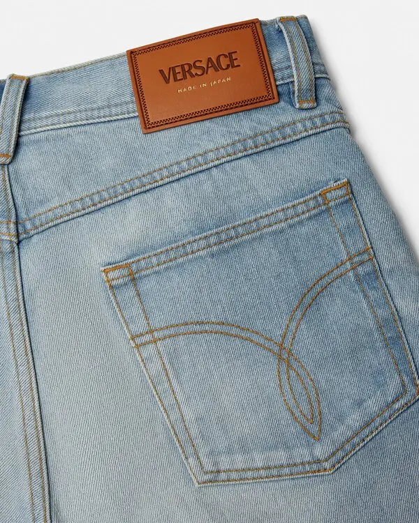 Versace Logo-patch Cropped Jeans