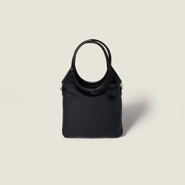 Miu Miu Ivy Leather Handbag With Monogram - Black