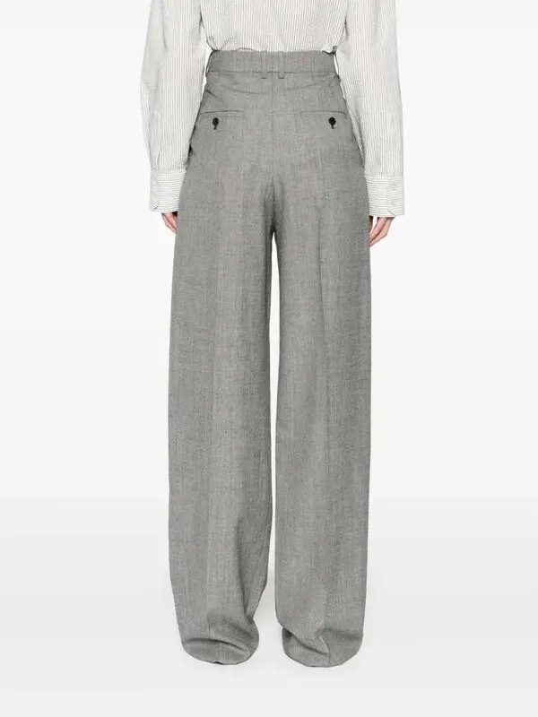Saint Laurent High Waisted Wide Leg Tailored Trousers - Gray