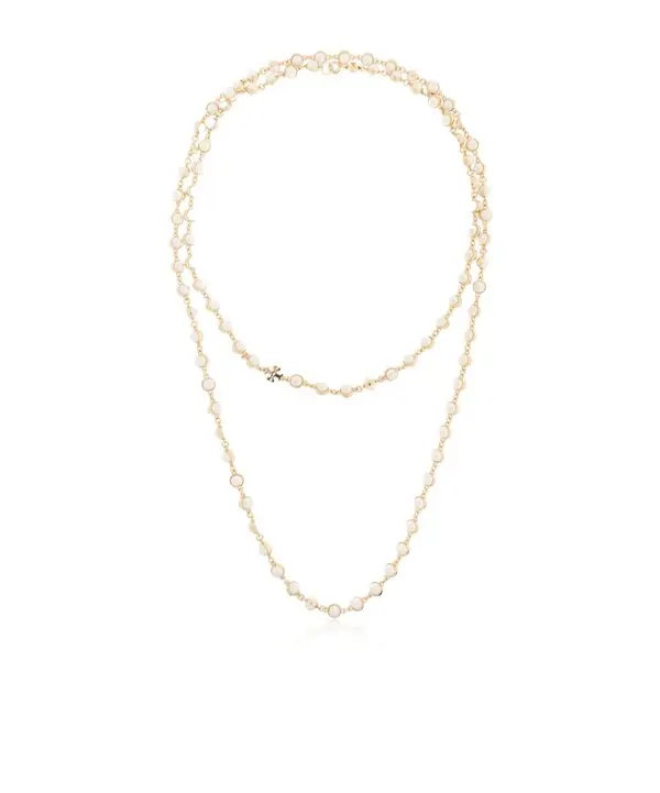 Tory Burch Beaded Logo Necklace - Yellow