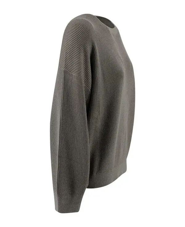 Brunello Cucinelli Ribbed Crew Neck Long Sleeve Pullover