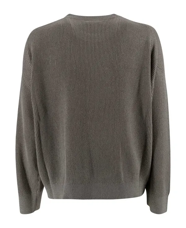 Brunello Cucinelli Ribbed Crew Neck Long Sleeve Pullover