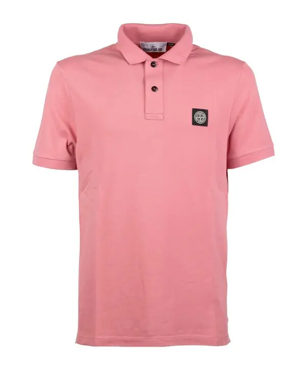 Stone Island Logo Patch Short-sleeved Polo Shirt - Pink