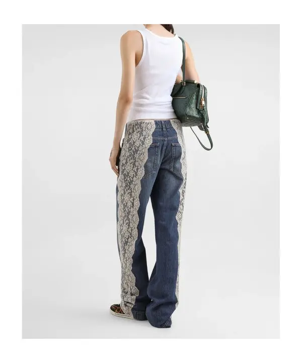 Dolce & Gabbana Lace Trim Wide-leg Jeans
