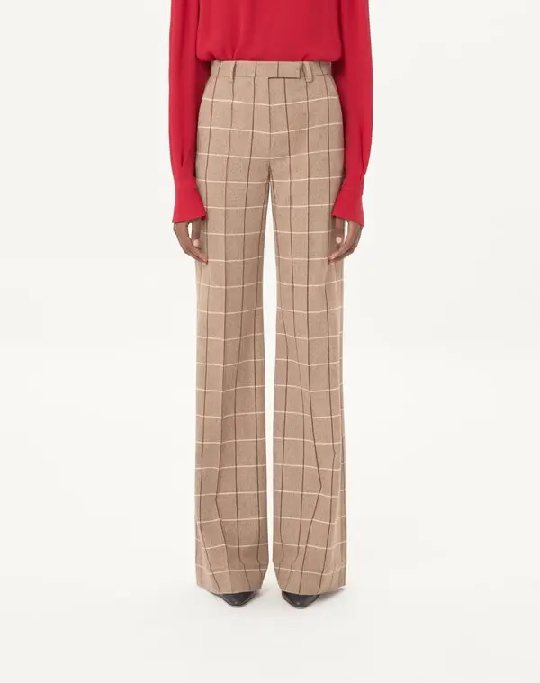 Valentino Garavani Windowpane Checked Wide-leg Trousers