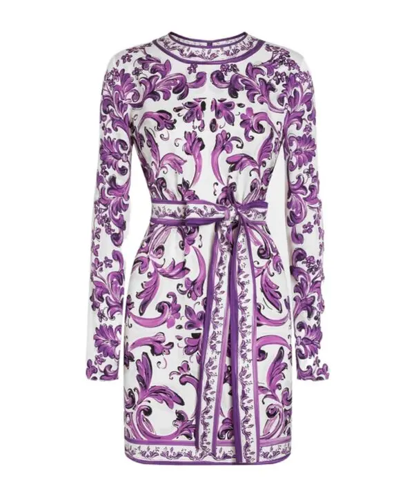 Dolce & Gabbana Majolica Printed Charmeuse Dress