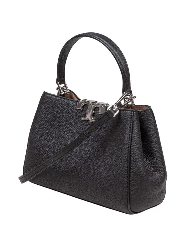Tory Burch Eleanor Pebbled Mini Satchel Bag - Black