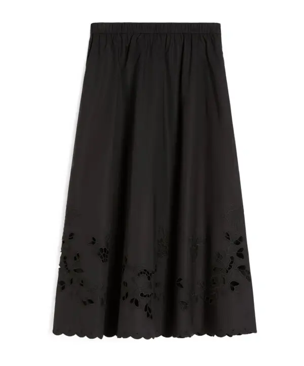 Max Mara Poplin Skirt With Eyelet Detailing