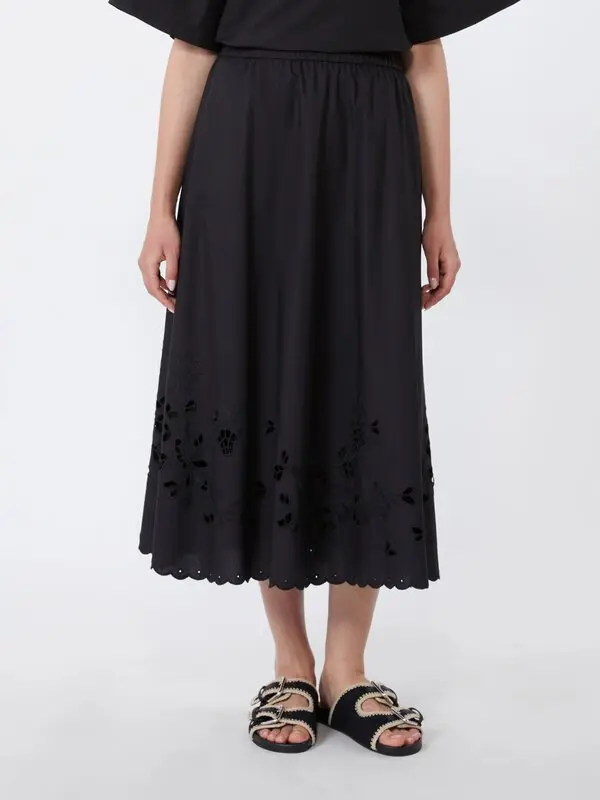Max Mara Poplin Skirt With Eyelet Detailing