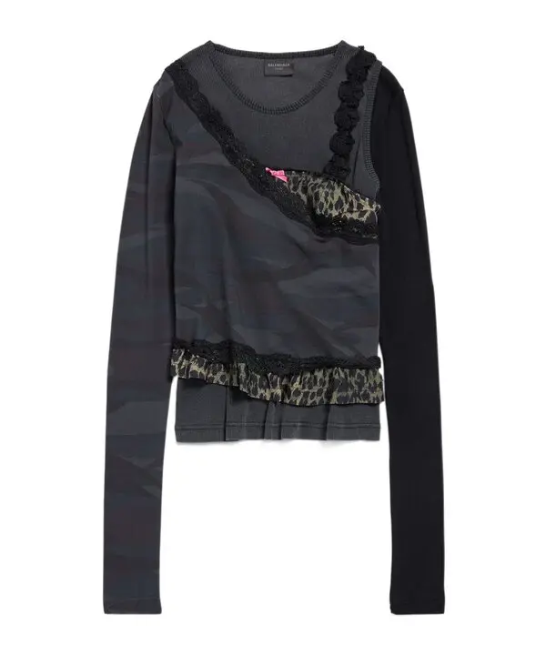 Balenciaga Layered Asymmetric Top - Anthracite Color/black