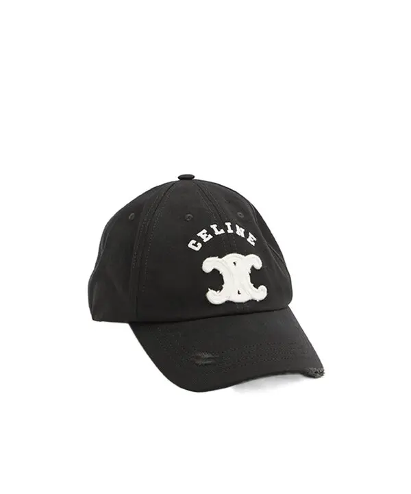 Celine Triomphe Baseball Cap In Cotton Twill Gabardine - Black