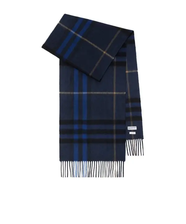Burberry Checked Fringed-edge Scarf - Midnight