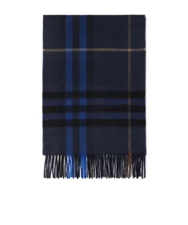 Burberry Checked Fringed-edge Scarf - Midnight
