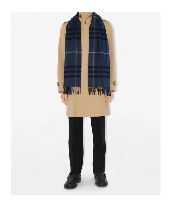 Burberry Checked Fringed-edge Scarf - Midnight
