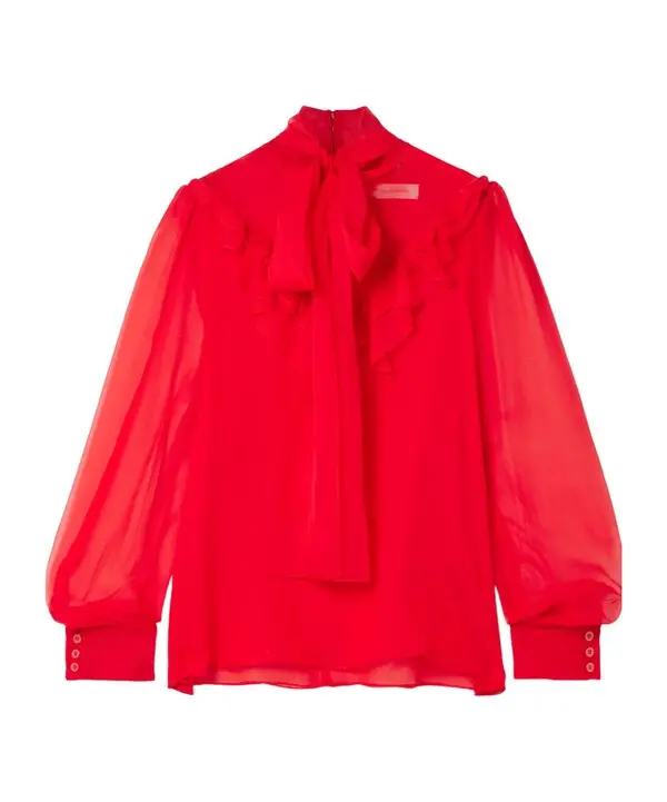 Carolina Herrera Tie-collar Ruffle Shirt