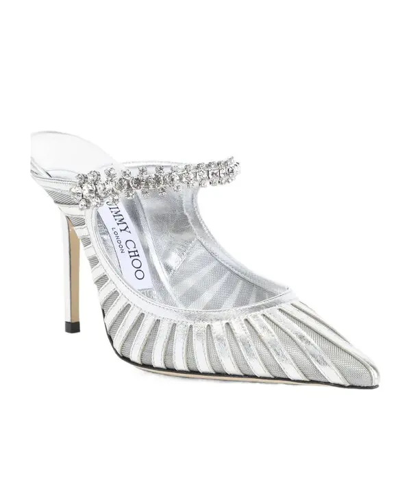 JIMMY CHOO Bing 100 Embellished Pumps - Silver