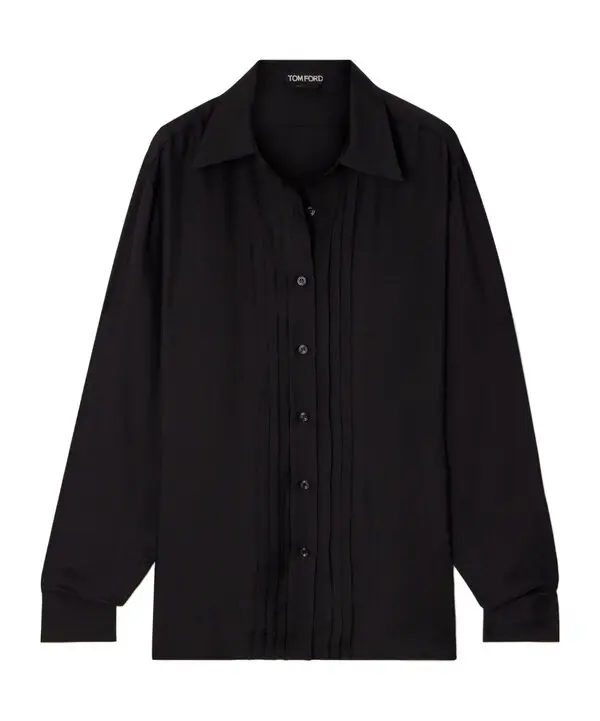 TOM FORD Pleated Silk Shirt - Black