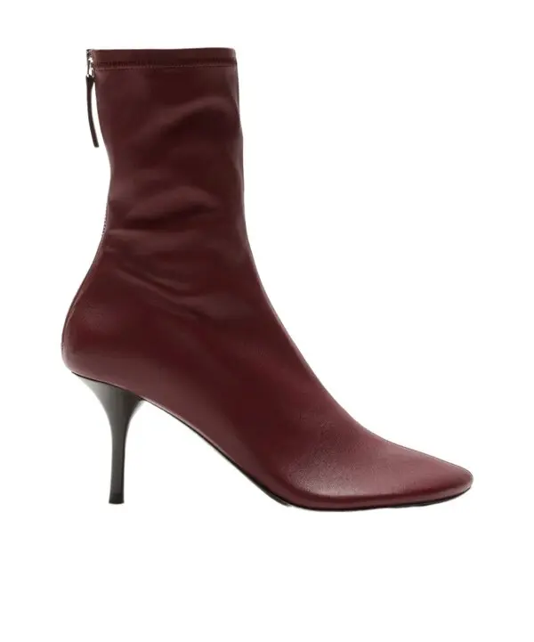 Acne Studios 75mm Zip Leather Ankle Boots - Wine Red