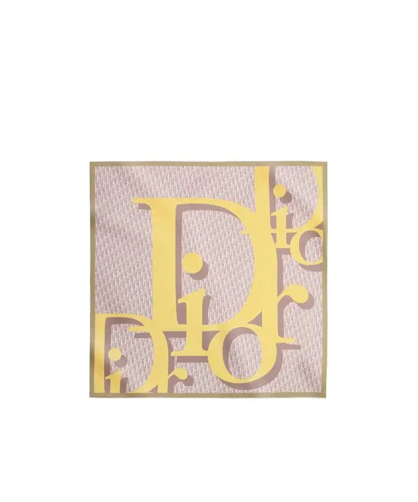 Dior Square Silk Scarf - Pink And Yellow