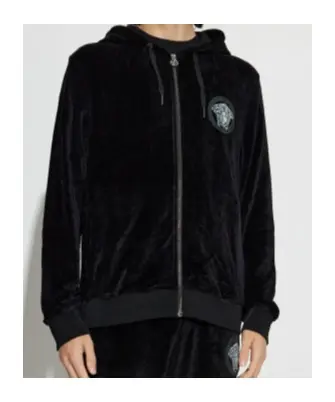 Versace Zip-up Drawstring Hoodie With Graphic Print