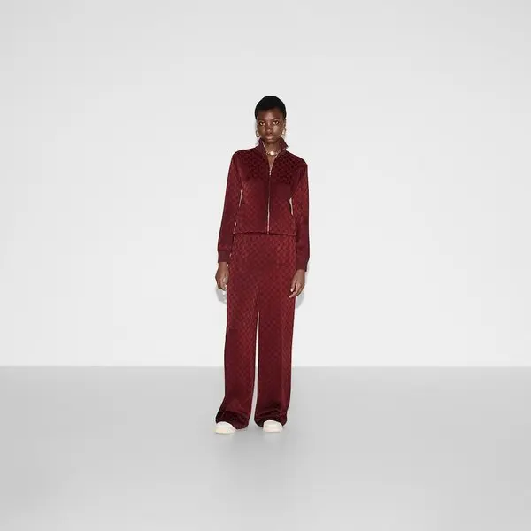 Gucci Gg Jacquard Elastic Waistband Trousers - Brown