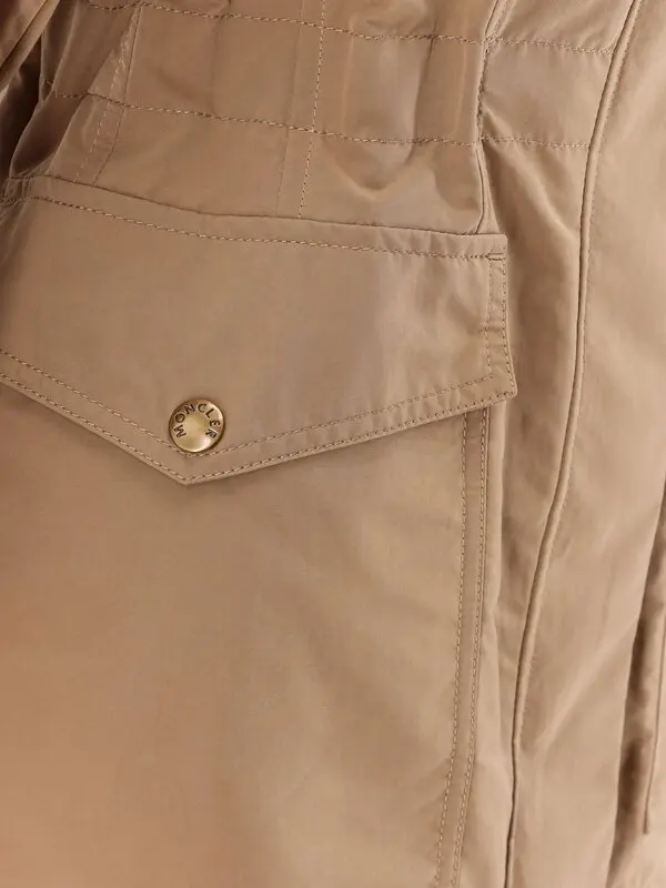 Moncler High-neck Drawstring Jacket - Light Brown