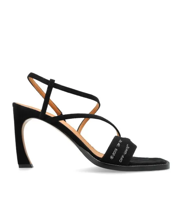 Off-White Strappy Square Toe High Heel Sandals