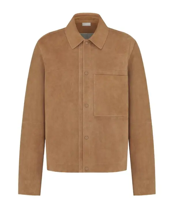 Dior Suede Collared Button-up Jacket - Brown