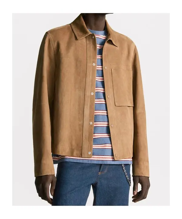 Dior Suede Collared Button-up Jacket - Brown