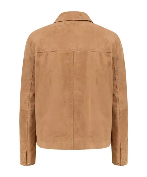 Dior Suede Collared Button-up Jacket - Brown