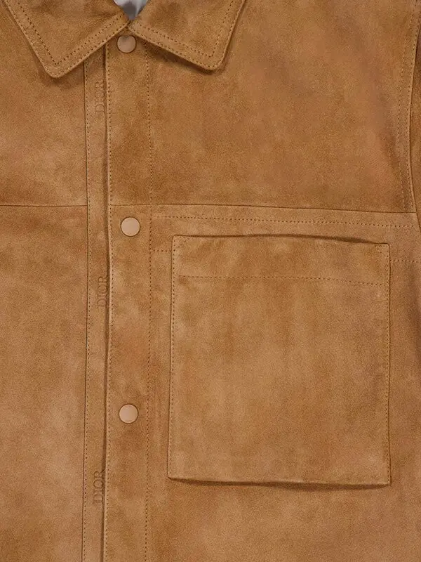 Dior Suede Collared Button-up Jacket - Brown