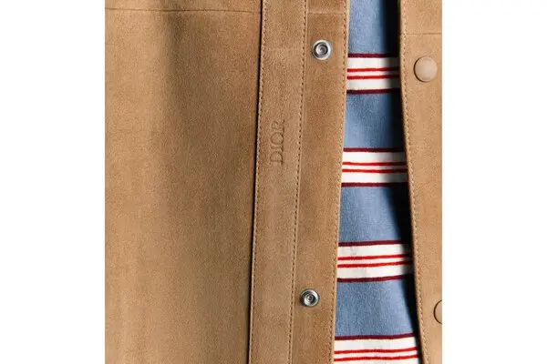 Dior Suede Collared Button-up Jacket - Brown