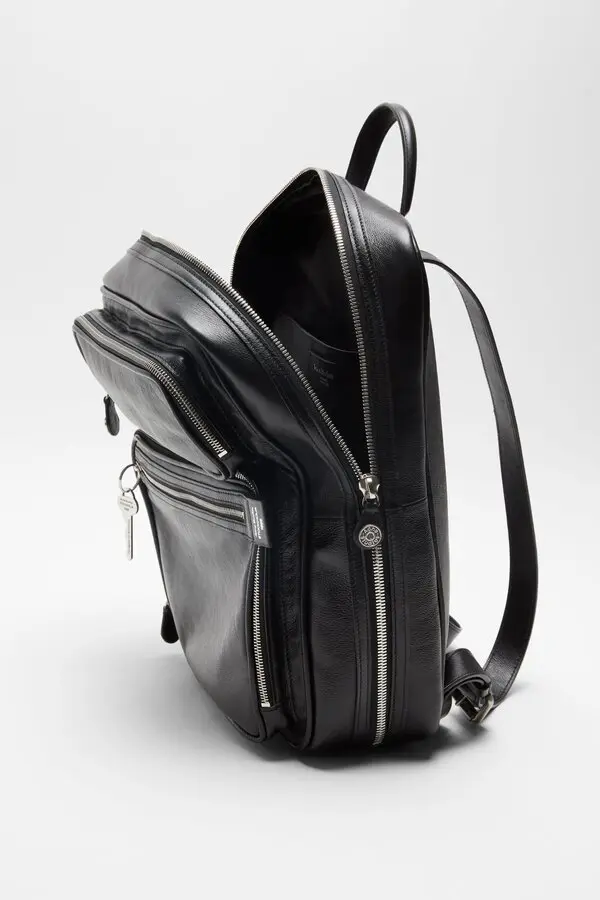 Acne Studios Leather Backpack With Top Handle And Silver-tone Hardware