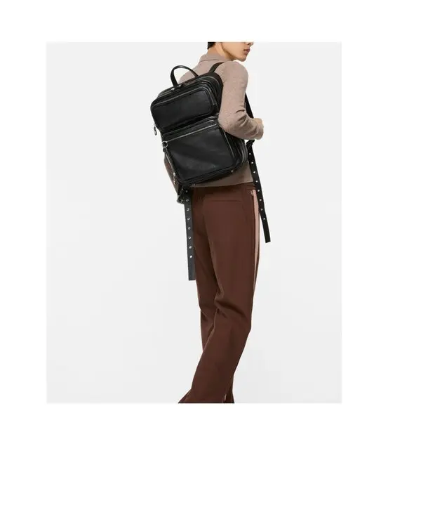 Acne Studios Leather Backpack With Top Handle And Silver-tone Hardware