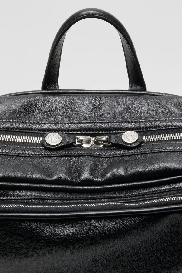 Acne Studios Leather Backpack With Top Handle And Silver-tone Hardware