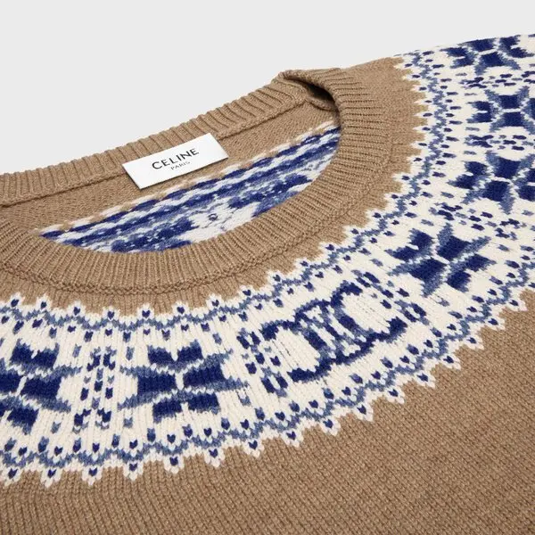 Celine Fair Isle Cashmere Crew Neck Sweater