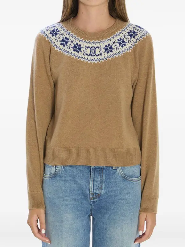 Celine Fair Isle Cashmere Crew Neck Sweater