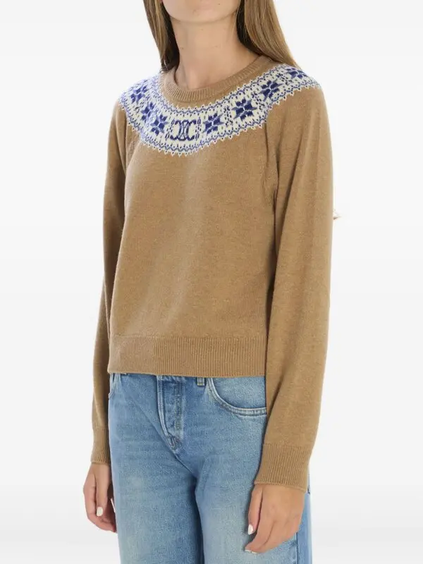 Celine Fair Isle Cashmere Crew Neck Sweater