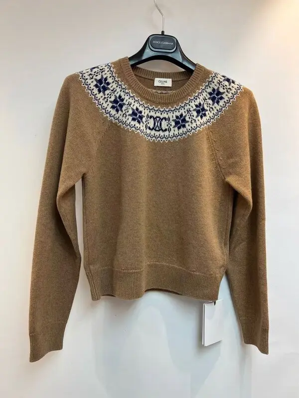 Celine Fair Isle Cashmere Crew Neck Sweater