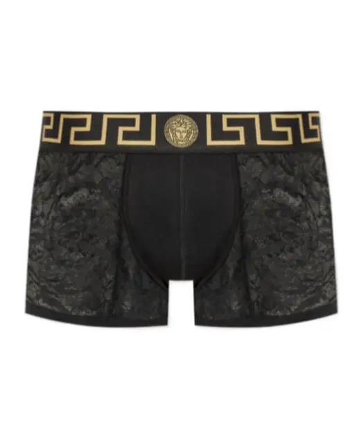 Versace Greca-border Laced Boxers - Black