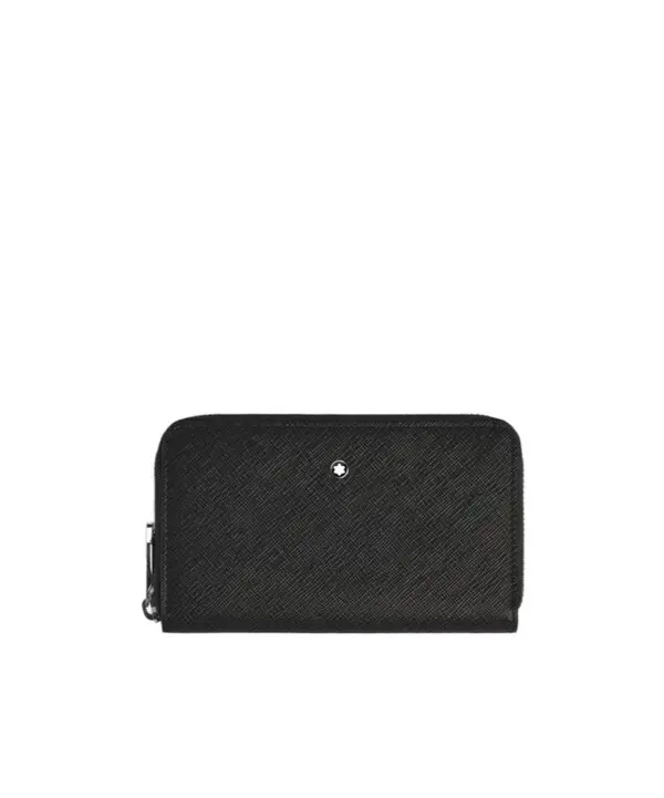 Montblanc Medium Continental Wallet 12cc With Zip In Sartorial Leather - Black