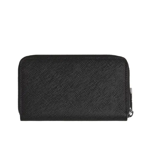 Montblanc Medium Continental Wallet 12cc With Zip In Sartorial Leather - Black