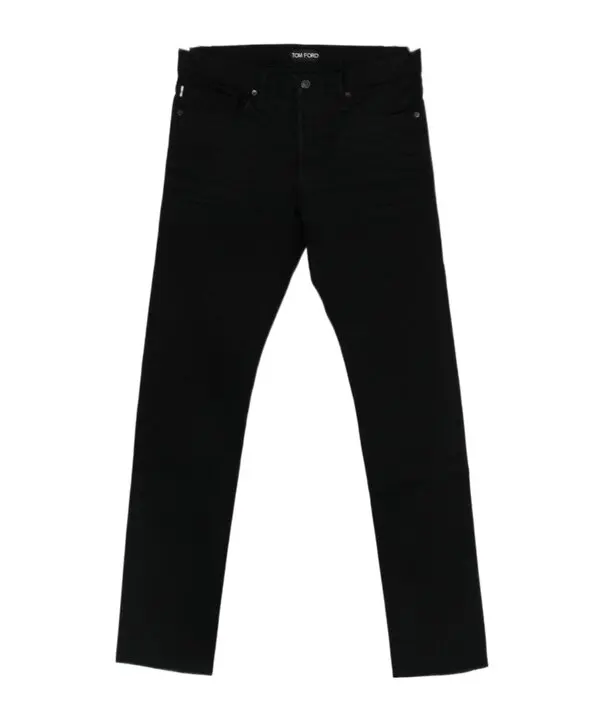 TOM FORD Logo Patch Straight Leg Jeans - Black