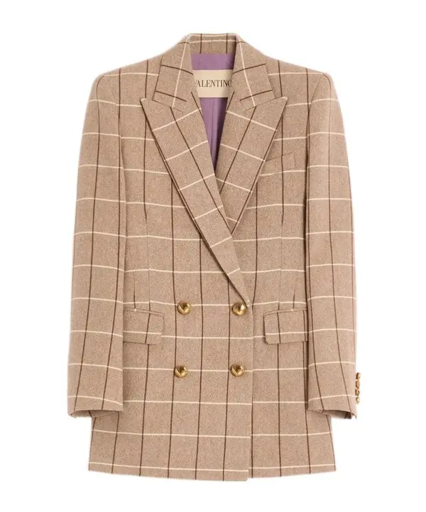 Valentino Garavani Windowpane Check Double-breasted Blazer