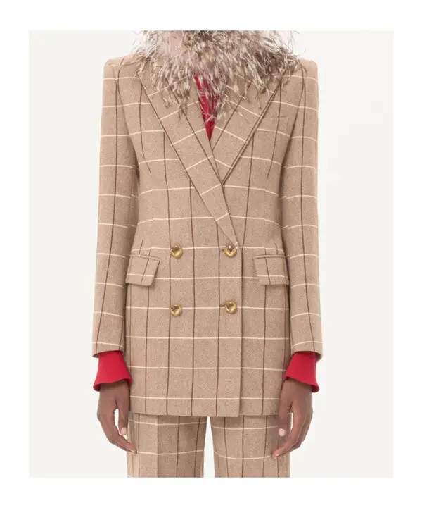 Valentino Garavani Windowpane Check Double-breasted Blazer