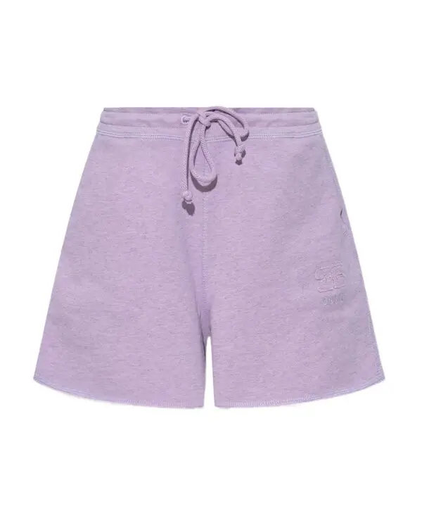 GANNI Logo-embroidered Drawstring Shorts - Purple