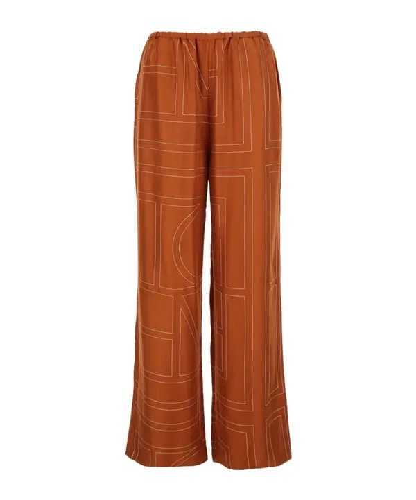 TOTEME Monogram-patterned Wide-leg Trousers