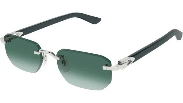 Cartier Rimless Tinted Lens Sunglasses - Silver Gradient Green