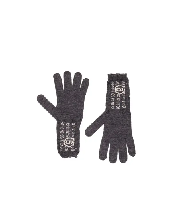MAISON MARGIELA Numbers-motif Gloves - Dark Grey